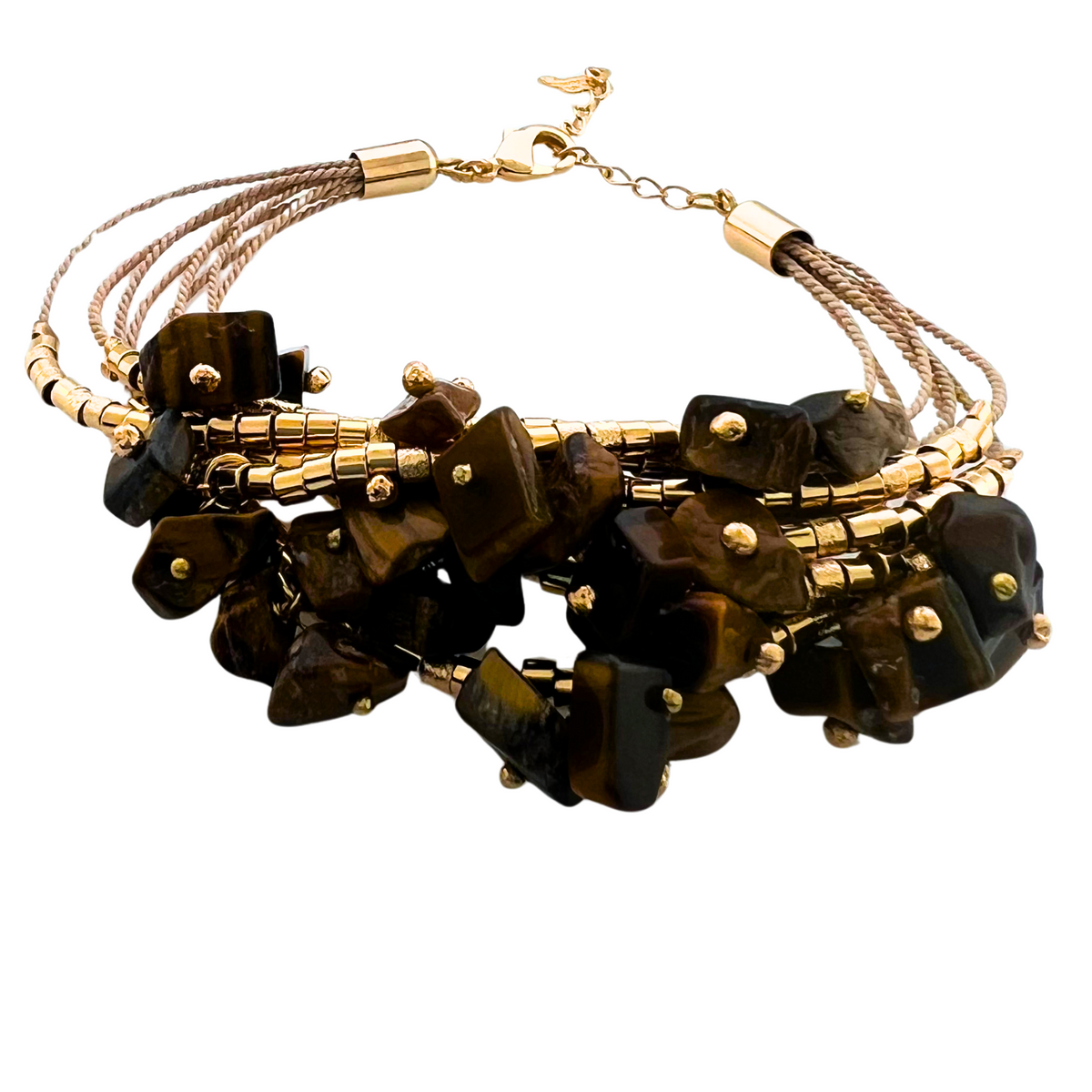 SB025TE Natural Fiber Bracelet with Tiger Eyes Stones – Sai Brazil