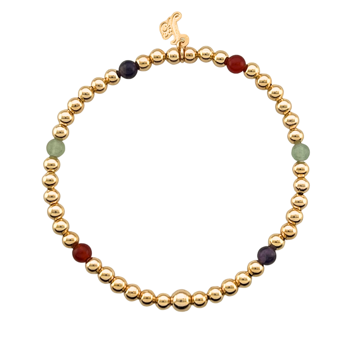 SB277 Multi Stones and 18K Gold Plated ball Bracelet – Sai Brazil