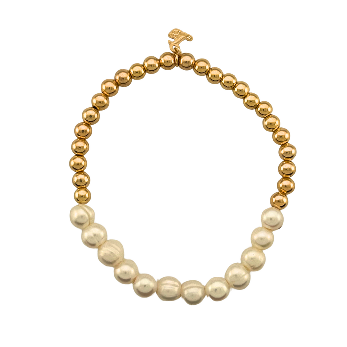 SB279 Fresh water Pearl with 18K Gold Plated balls Bracelet – Sai Brazil